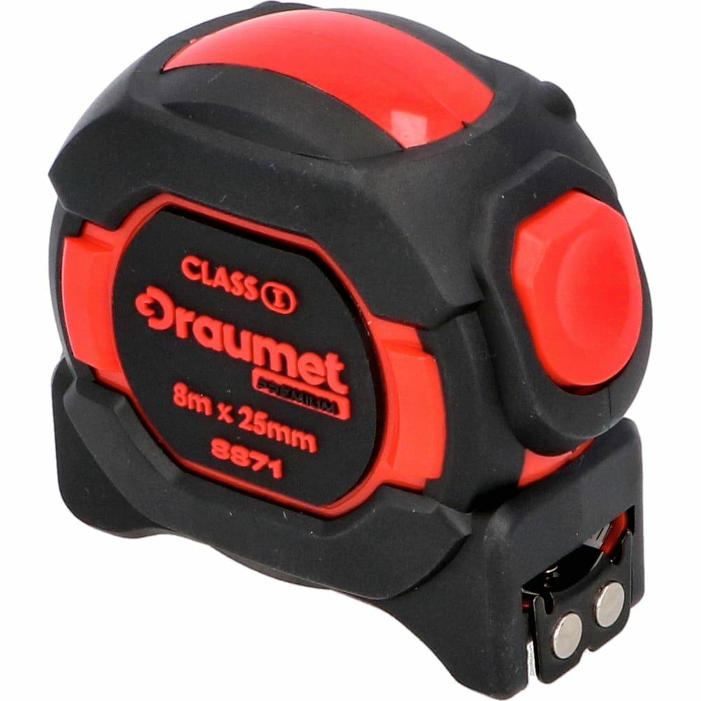 Рулетка DRAUMET PREMIUM 8 м x 25 мм DP340-03 двойная шкала, автотормоз, клипса для ремня, магнитный зацеп
