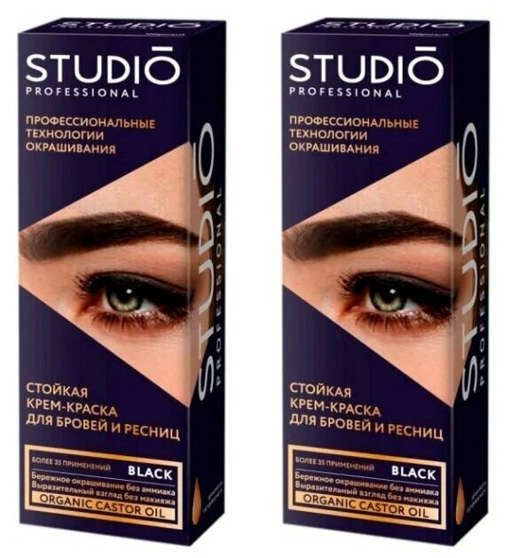 Краска для бровей, Studio Professional Essem Hair, 3D Golografic, черная, 2 шт