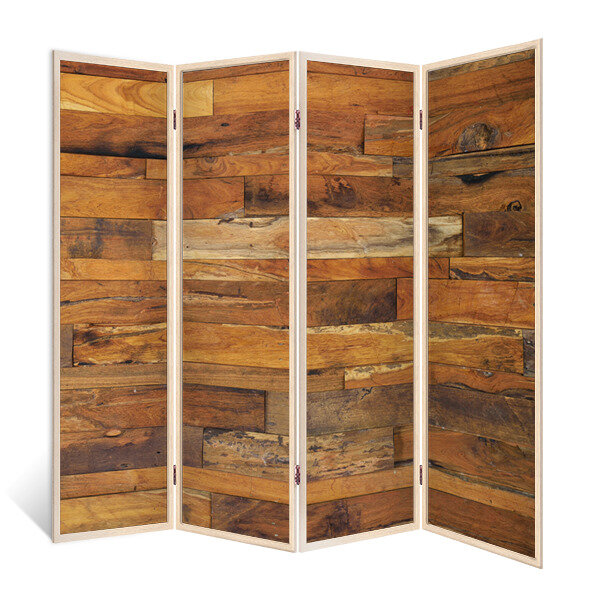 Ширма перегородка Деревянный лофт 4 створки кремовый дуб 176х185 см
