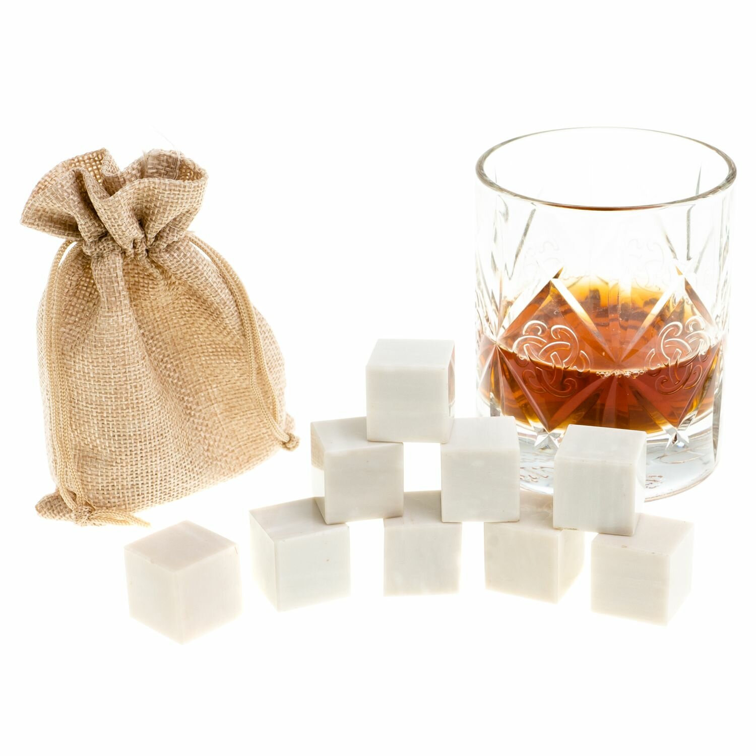 Камни для охлаждения виски 9 кубиков мрамор газганский 123474