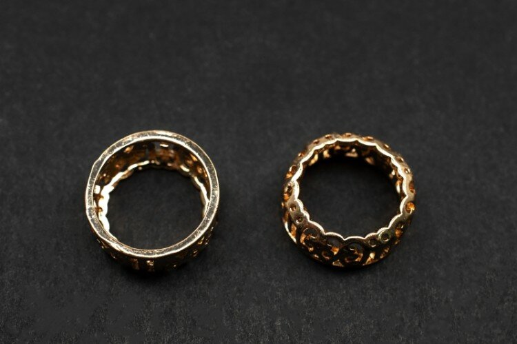 Оправа Риволи 14мм фигурная 16х7мм, цвет розовое золото, латунь, 42-046, 2шт