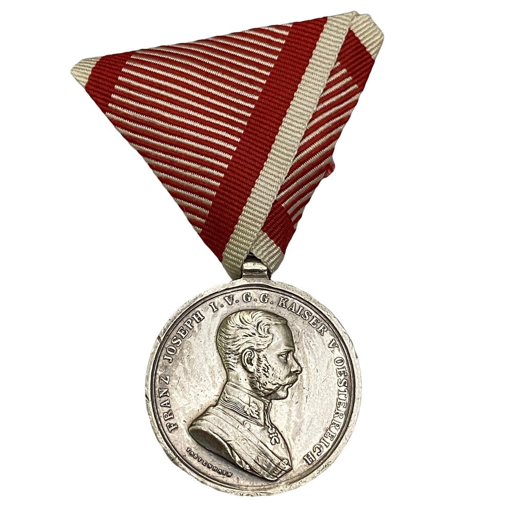 Австро-Венгрия, серебряная медаль "Франц Иосиф I. За отвагу" II степень 1914-1917 гг. (серебрение)