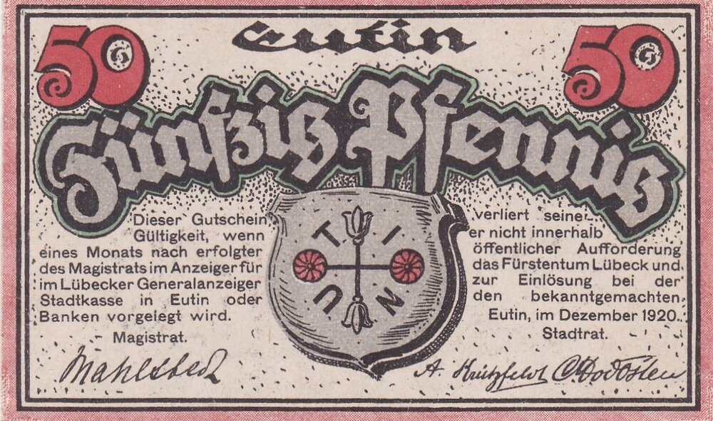 Германия (Веймарская Республика) Ойтин 50 пфеннигов 1920 г. (2)