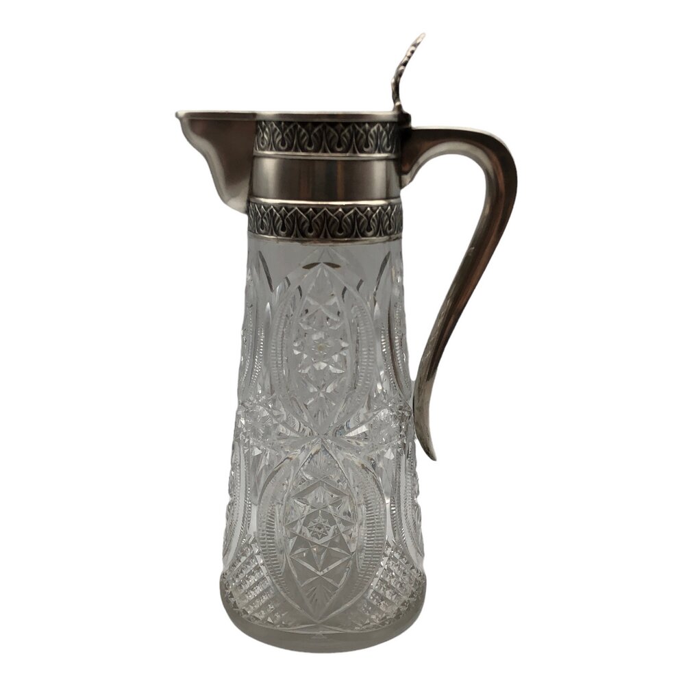 Хрустальный кувшин с серебром, 0.84 проба, (Владимировъ) 1898-1917 гг. Российская Империя