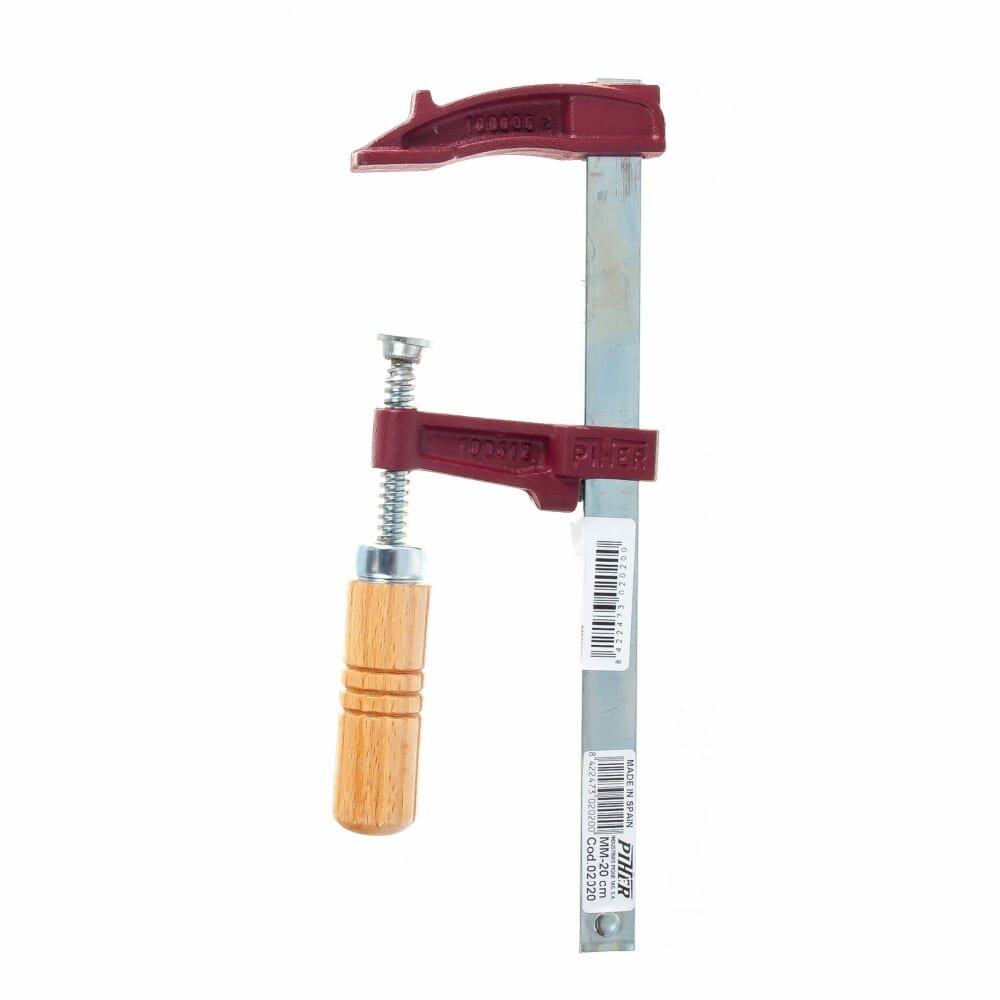 Струбцина с деревянной рукоятью Piher MM 20х7см, 4000N М00005906, деревянная