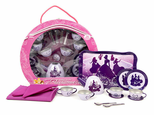 Игровой набор посуды "Чаепитие. Принцессы Дисней" Затейники, 26 элементов, металлический