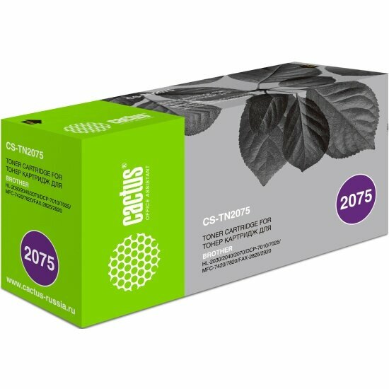 Тонер Картридж Cactus CS-TN-2075 черный (2500стр.) для Brother DCP-7010/7010R/7020/7025/7025R/FAX-