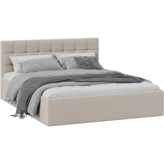 Кровать Трия Эмма с мягкой обивкой и заглушиной (1600) с ПМ Велюр Confetti Cream