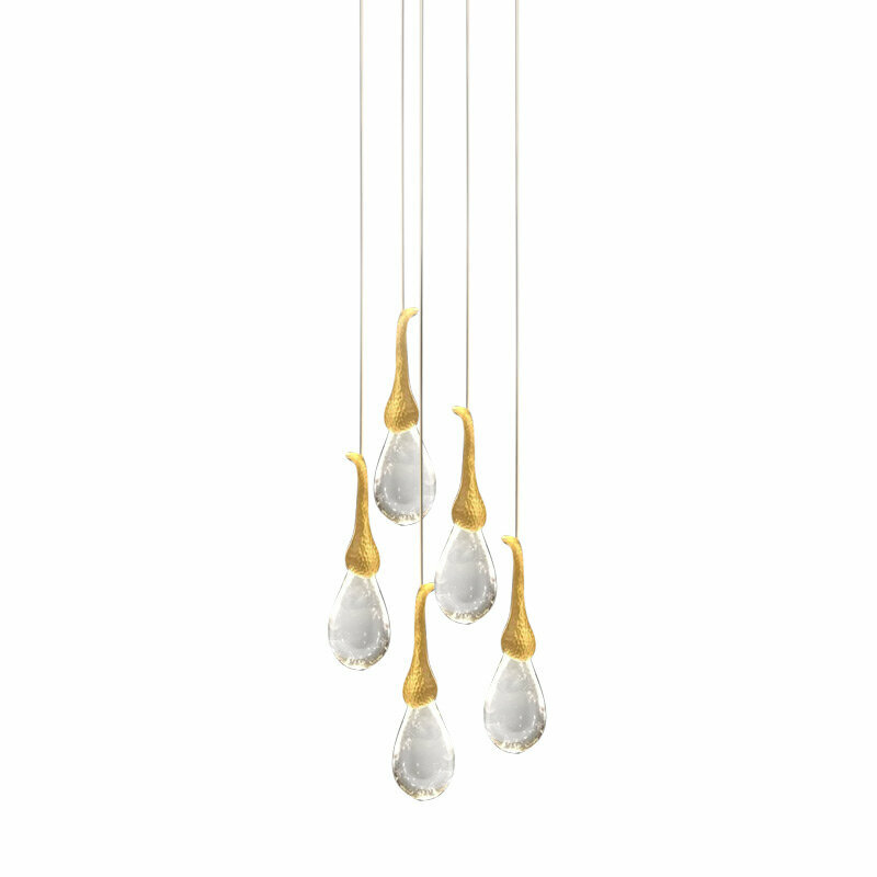 Подвесной светильник Delight Collection Seed OMG07287-5 gold, Прозрачный/Золотой, LED, 5 x 1 Вт.