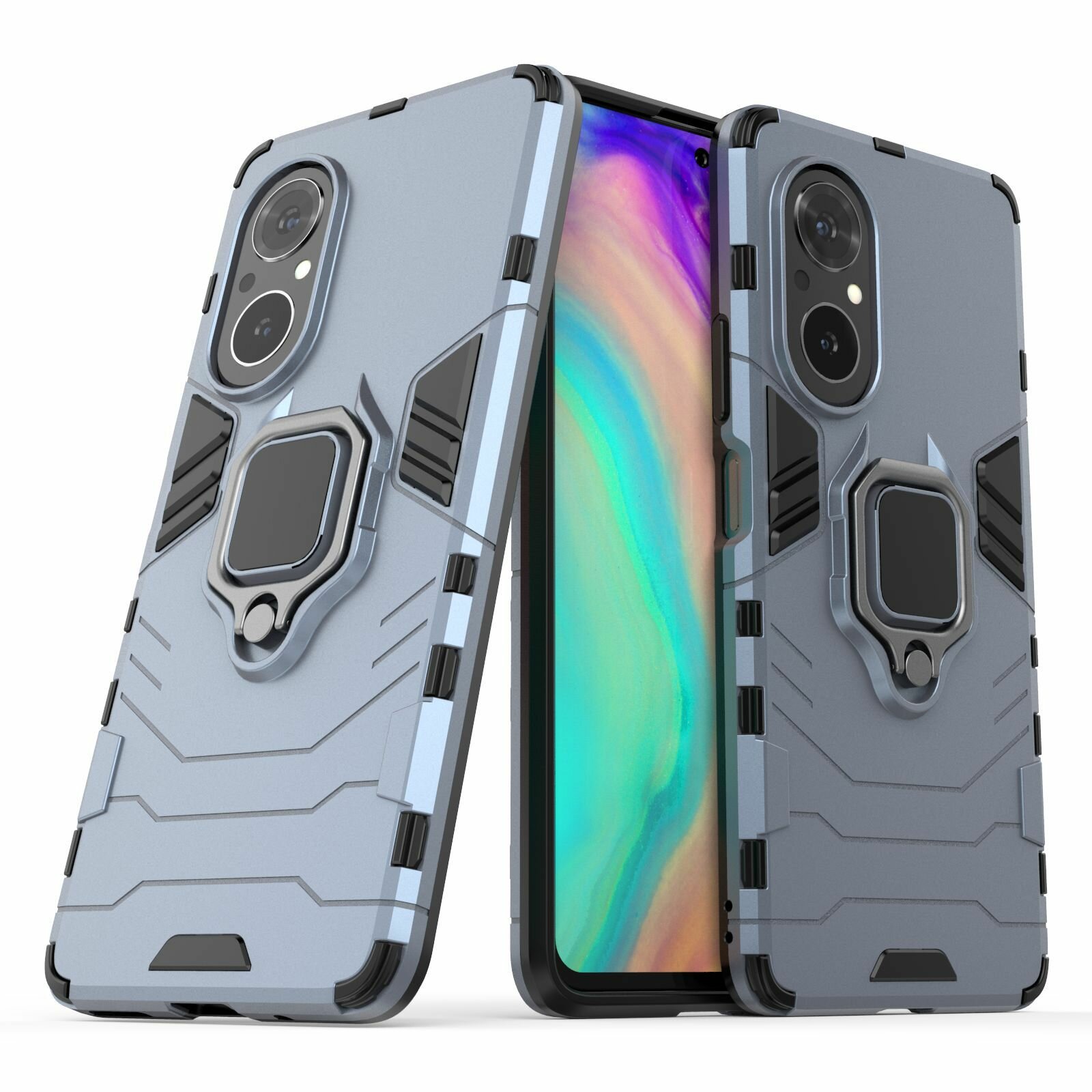 Противоударный усиленный ударопрочный чехол-бампер-пенал MyPads Heavy для Huawei Nova 9 SE / Nova 10 Youth синий