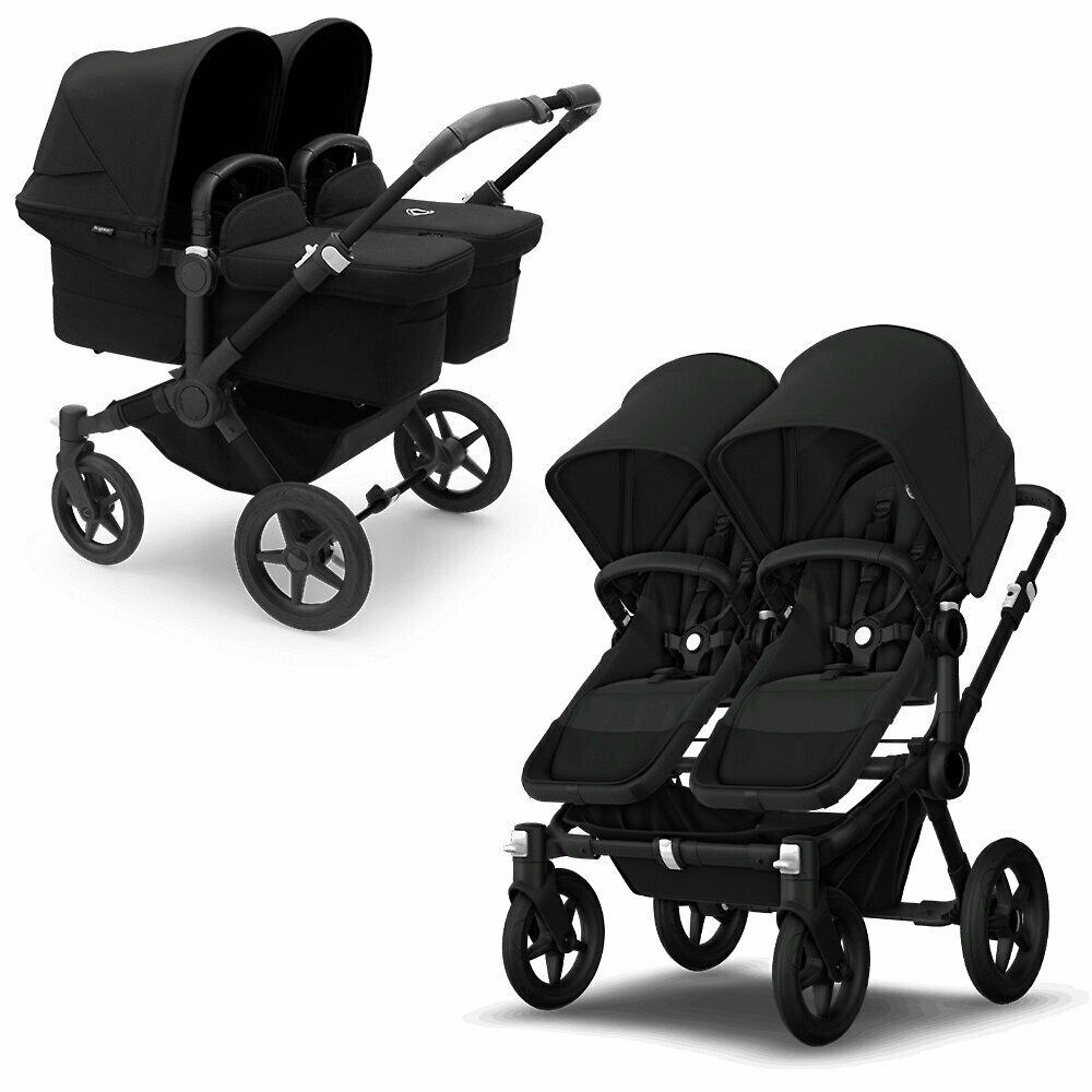 Коляска для двойни 2в1 Bugaboo Donkey 5 Twin Black, цвет Midnight Black (Чёрный)
