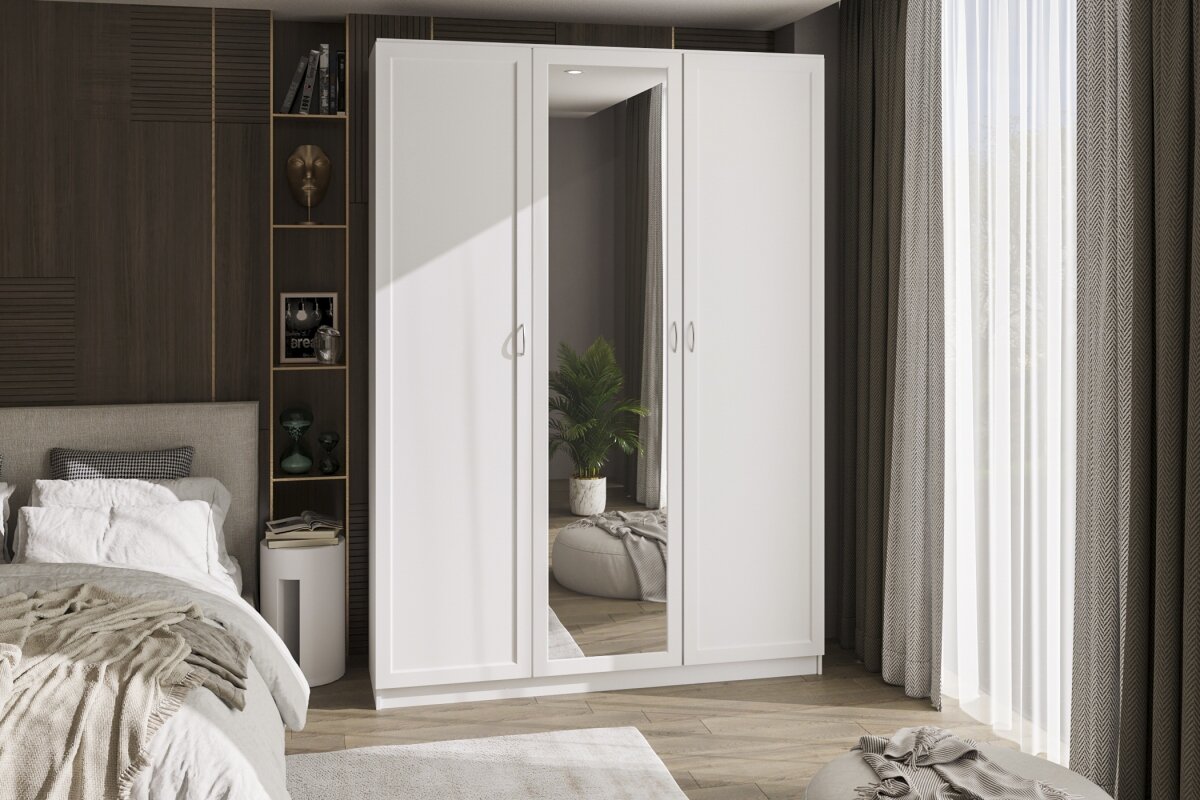 Шкаф распашной Стайл-3 Белый для одежды трехдверный 140*220*60