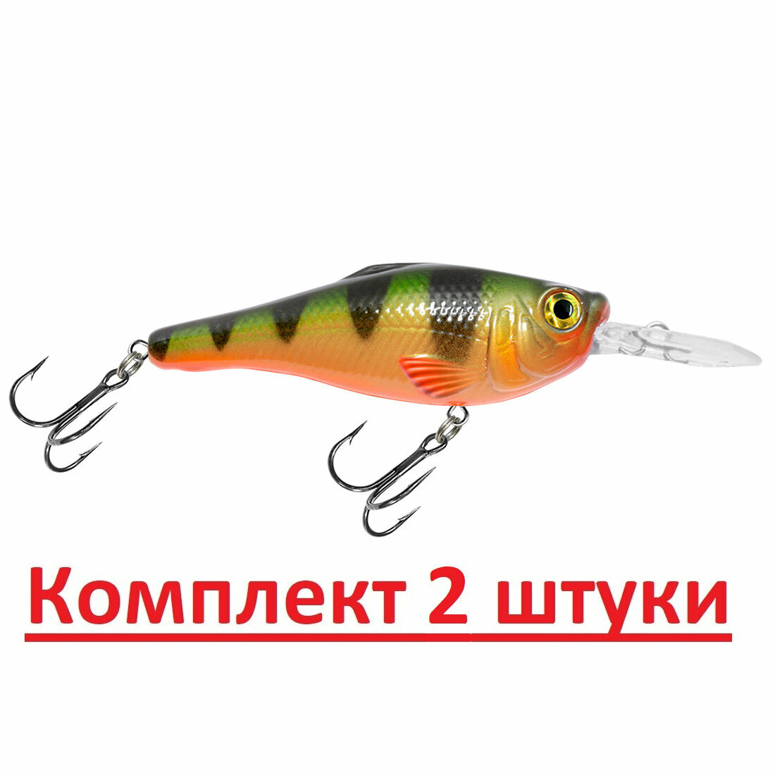 Воблер AQUA SHAMAN DR 95mm, цвет 048 (окунь), 2 штуки
