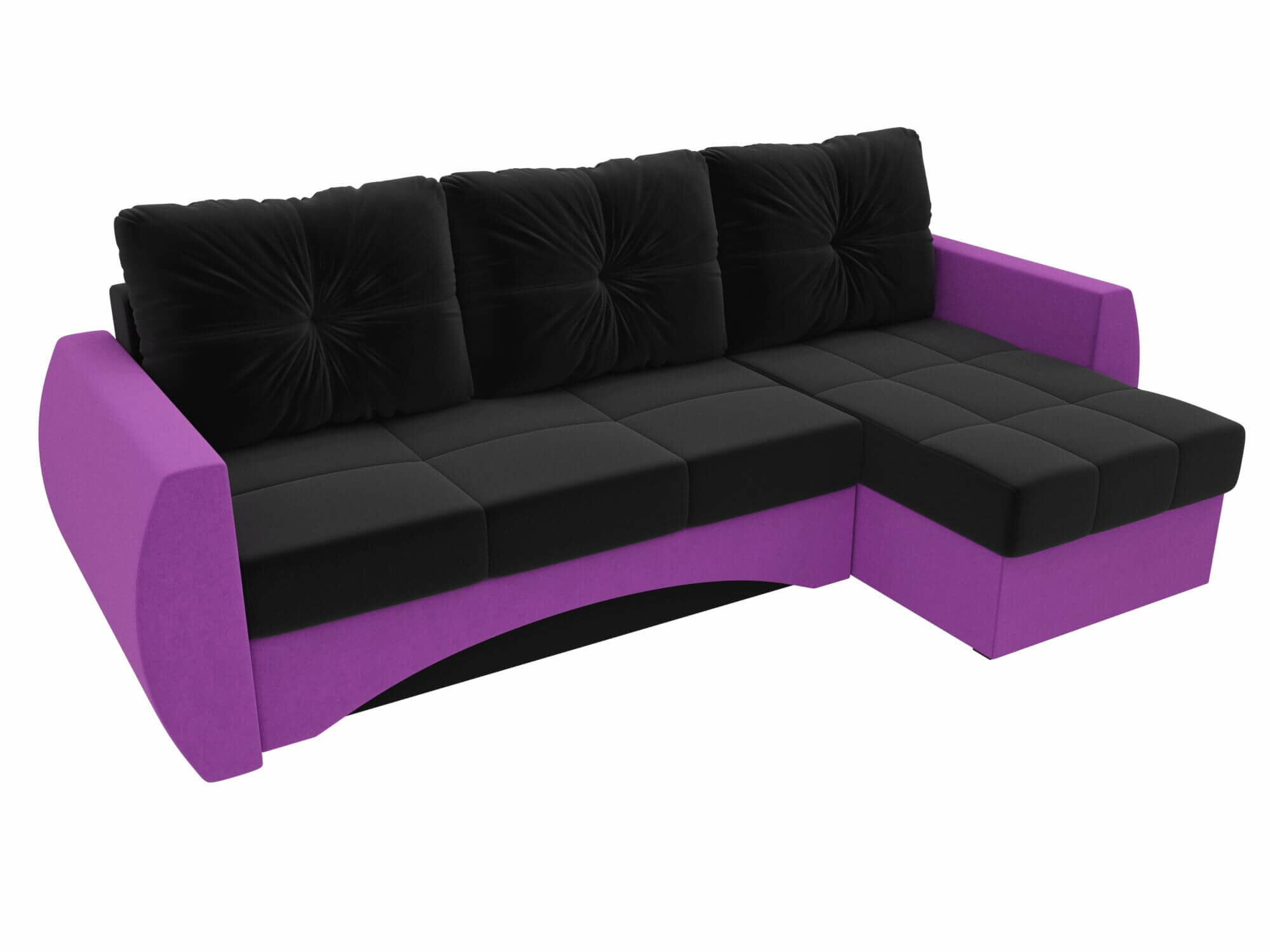 Artum Угловой диван Сатурн микровельвет черный фиолетовый правый