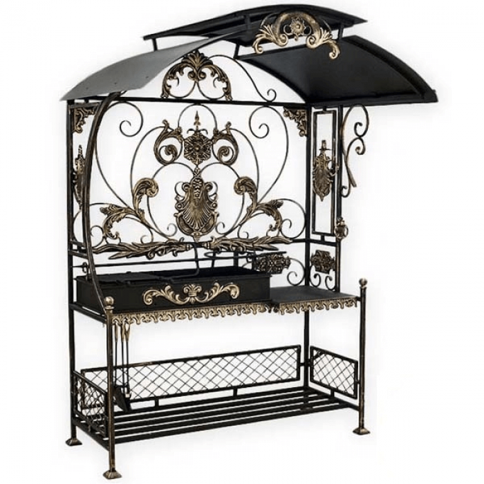 Мангал "Барвиха", стационарный, металл, 11 пазов для шампуров, чёрный