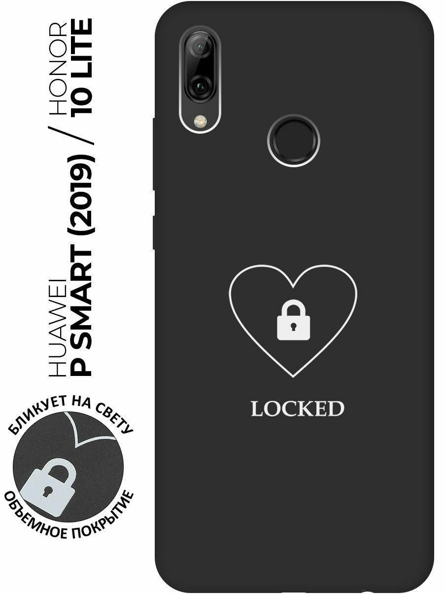 Матовый чехол Locked W для Honor 10 Lite / Huawei P Smart (2019) / Хуавей П Смарт (2019) / Хонор 10 Лайт с 3D эффектом черный