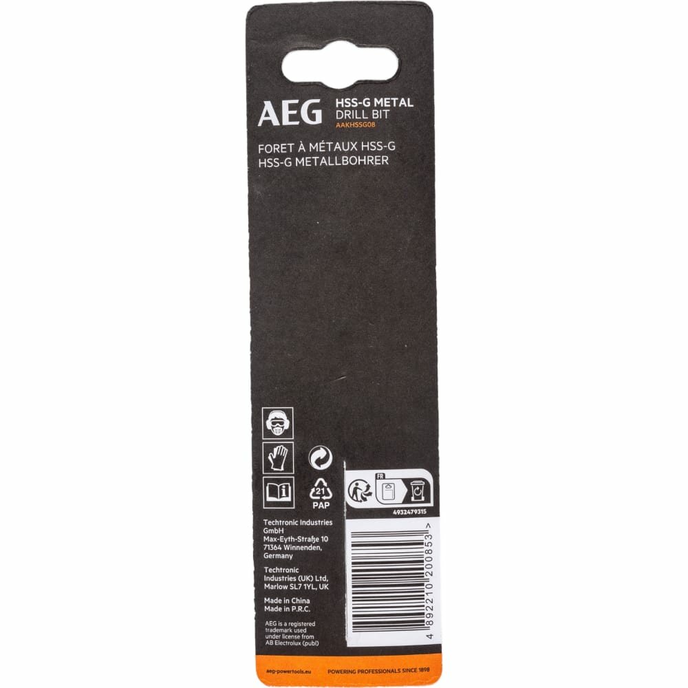 Сверло по металлу HSS-G (8х75х117 мм) AEG AAKHSSG08 4932479315 — фото 1