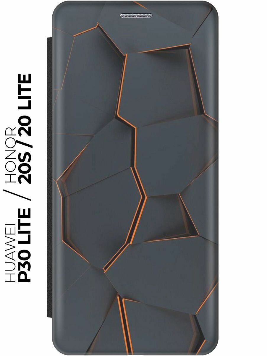 Чехол-книжка Графитовый излом на Honor 20 Lite / 20s / Huawei P30 Lite / Хуавей П30 Лайт / Хонор 20 Лайт / 20s черный