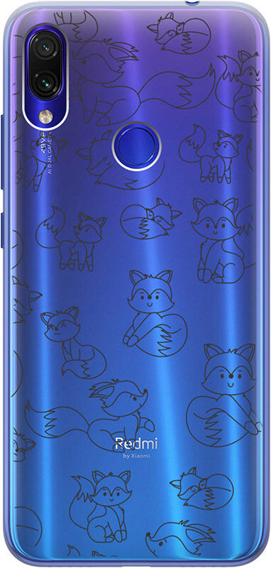 Ультратонкий силиконовый чехол-накладка для Xiaomi Redmi Note 7 с 3D принтом "Funny Foxes"