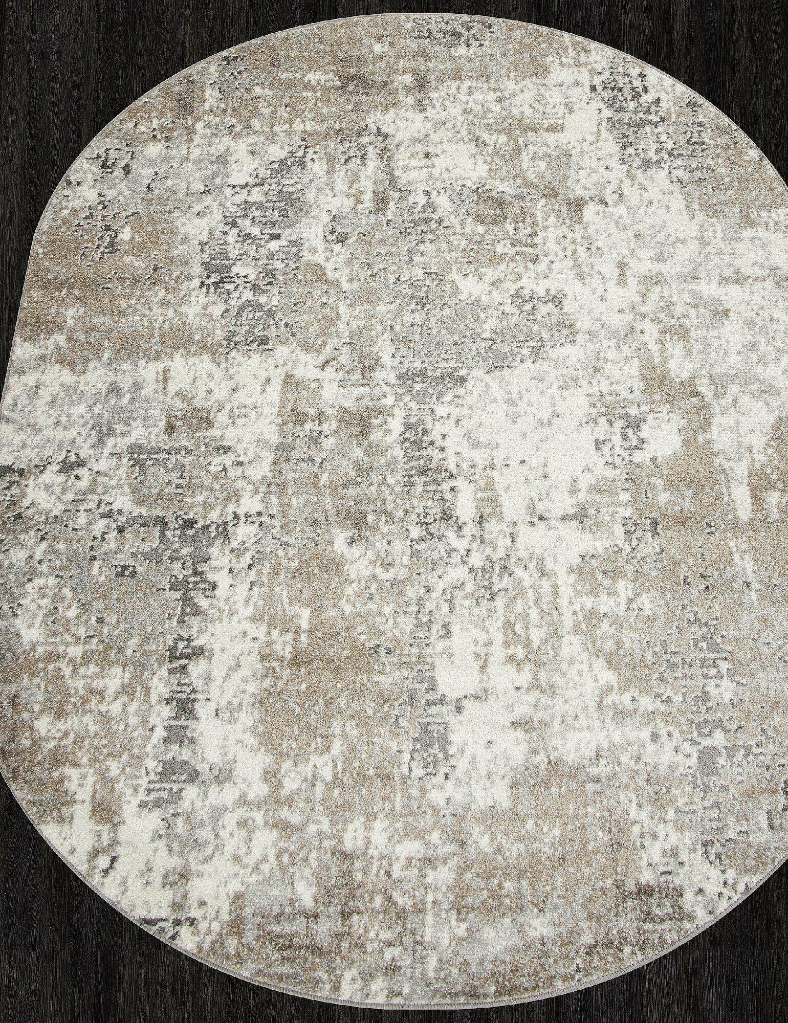 Ковер Овальный в гостиную в спальню 100х200 см бежевый современный ворс 10 мм 362076 Kover-Russia