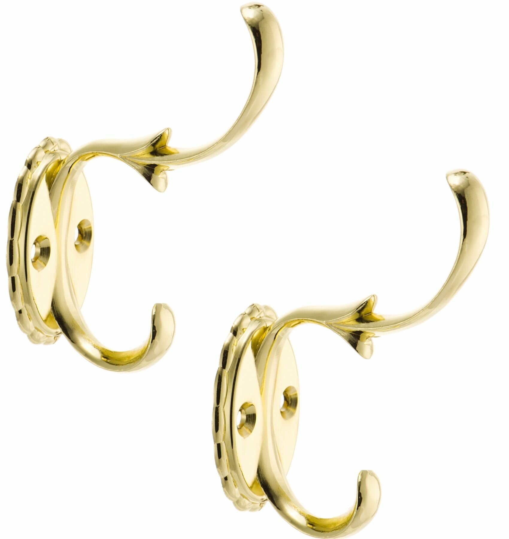 Крючок KR 0110, двухрожковый, золотой, 33x70x80 мм, комплект 2 шт