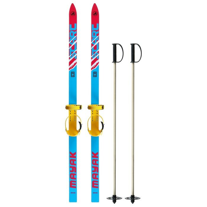 Лыжный комплект 130 см, крепление, палки 100 см, цвета микс 7091266