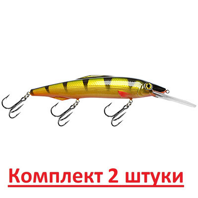 Воблер AQUA нырок 145mm, вес - 45,0g, цвет 048 (окунь), 2 штуки