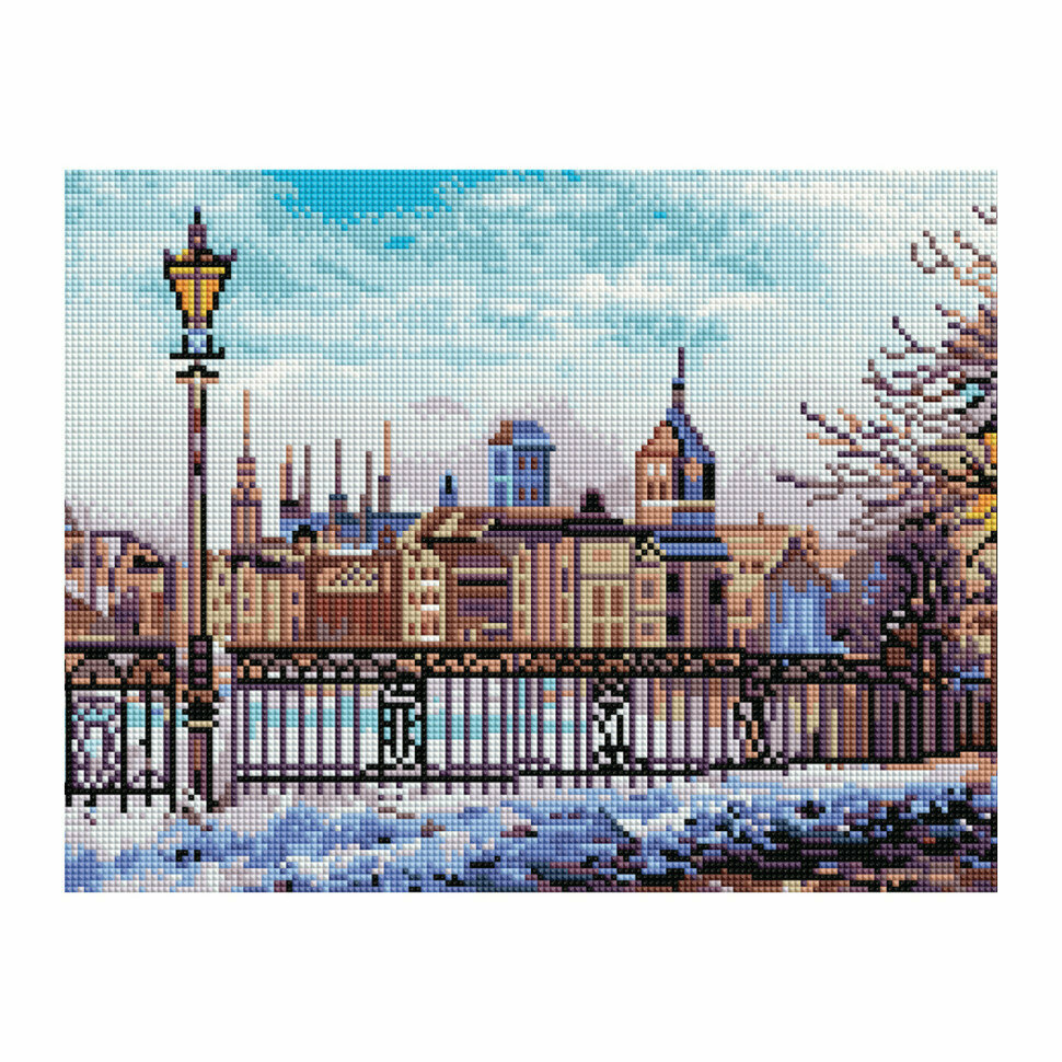 Алмазная мозаика ТРИ совы "Старый город", 30*40см, холст, картонная коробка с пластиковой ручкой, 360942