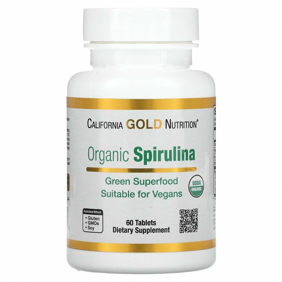 California Gold Nutrition Organic Spirulina таб, 500 мг, 50 г, 60 шт.