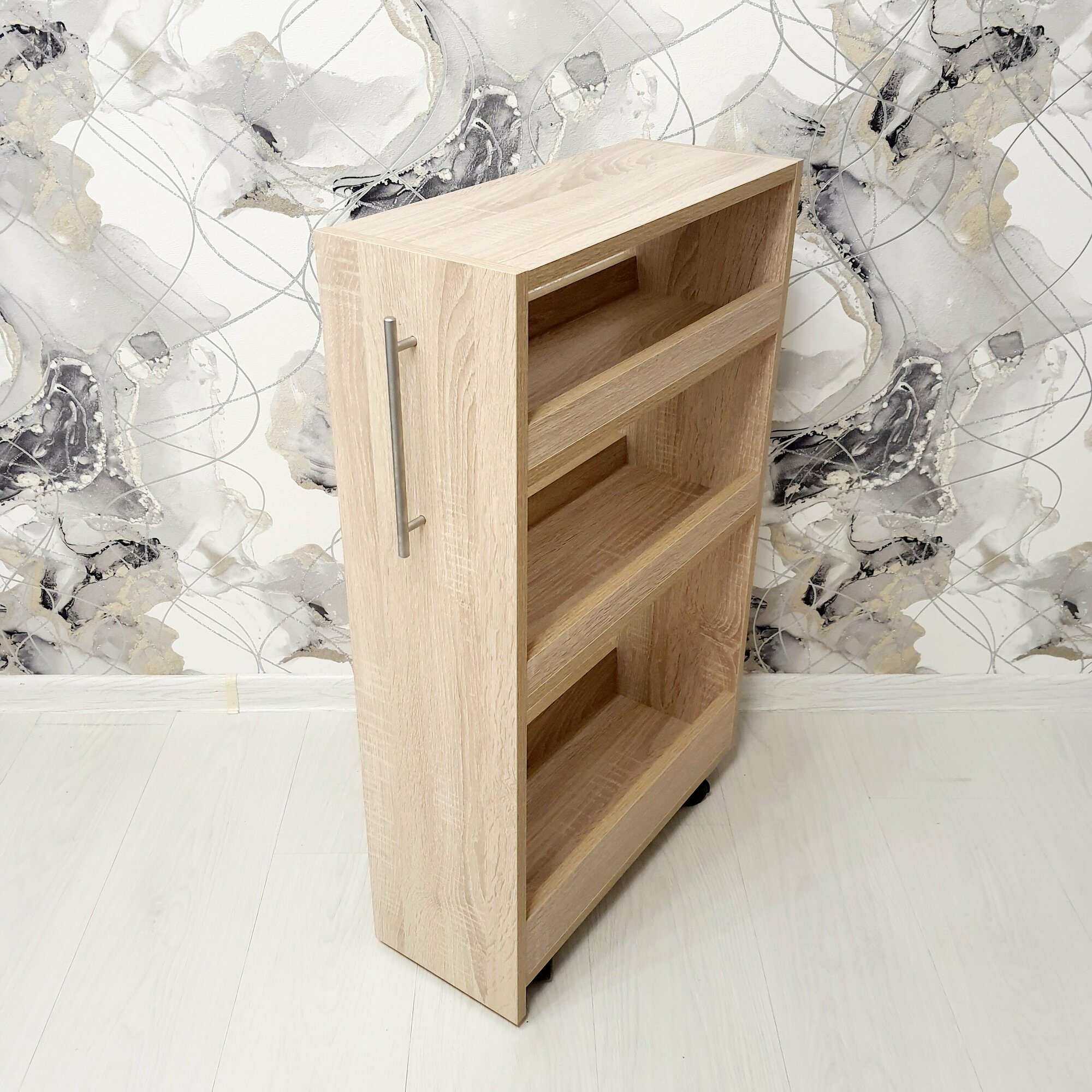 Кухонный модуль напольный 20х50х81,5, бутылочница напольная выкатная, шкаф кухонный напольный "Таба" Дуб санома светлый