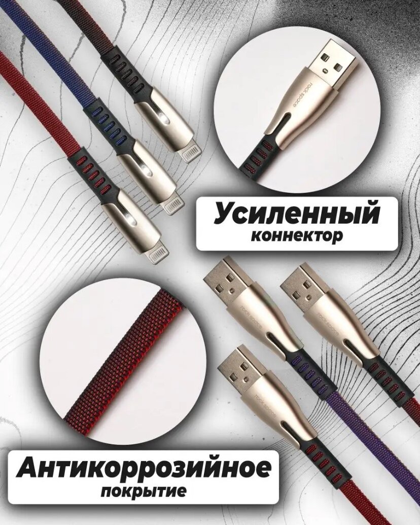 Кабель ALPHA-TECH A1 Charge & Sync USB to Micro 2.4A, черный — фото 1