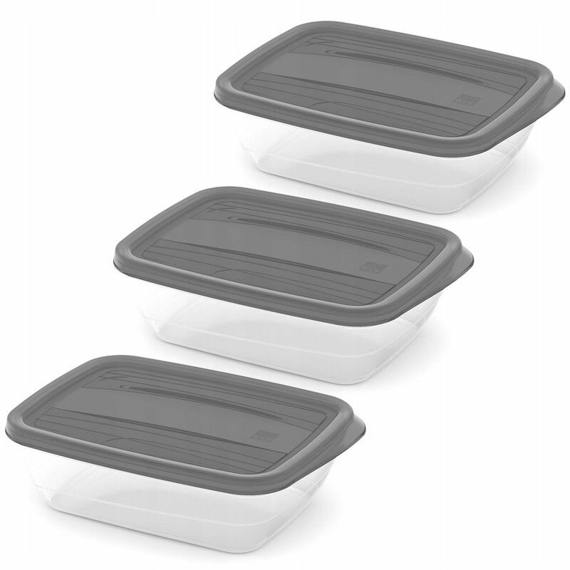 Набор контейнеров для продуктов Curver VEDO 3х1 л, прозрачный/серый, 3505