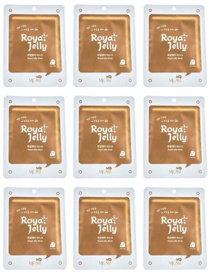 Mijin MJ CARE Маска тканевая для лица с маточным молоком MJ on Royal Jelly Mask, pack 22 гр, 9 шт