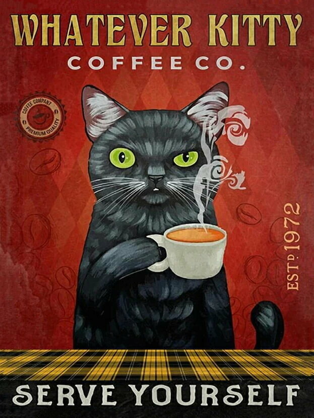Плакат, постер Whatever kitty serve yourself на холсте, размер 60х84см