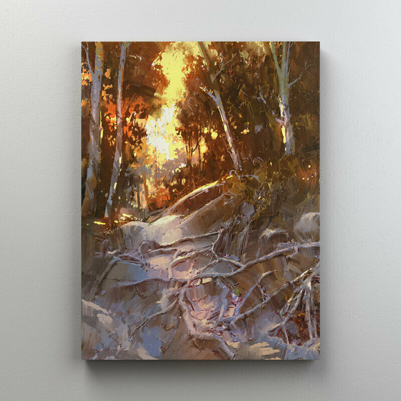 Интерьерная картина на холсте "Тропа в корнях деревьев" размер 45x60 см