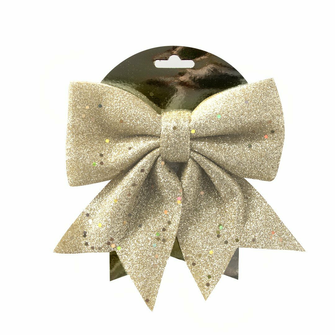 Декоративный бант Шампань, с блестками, 15x20 см, 1 шт.