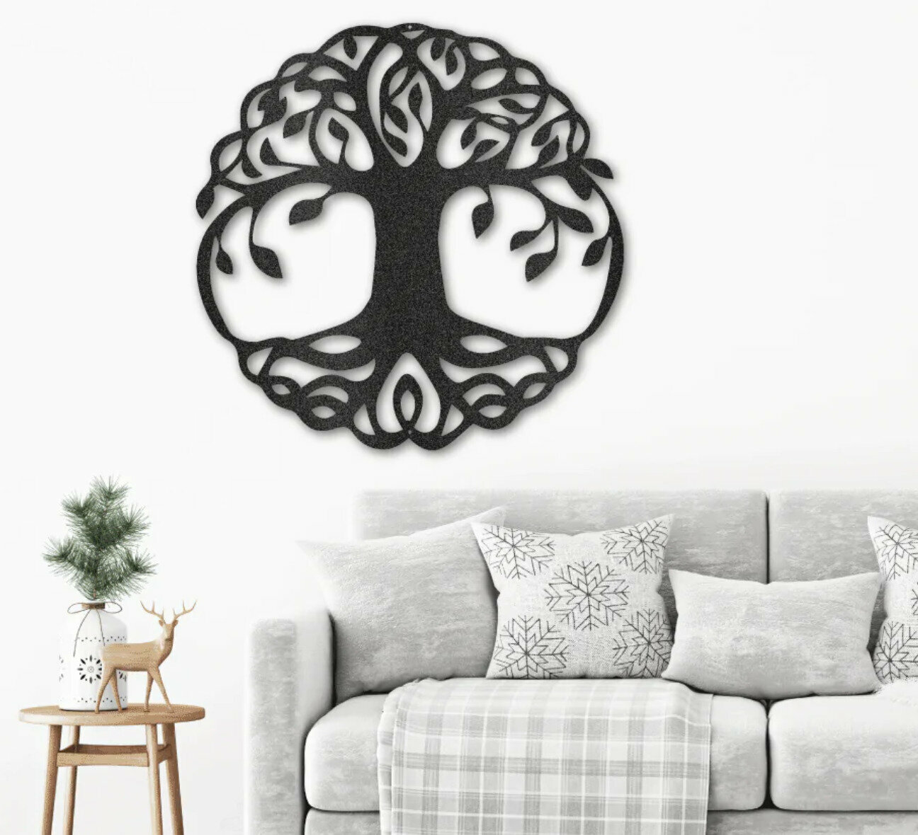 Панно 50х50 см "Дерево Баобаб" декоративное настенное чёрное, декор на стену, картина