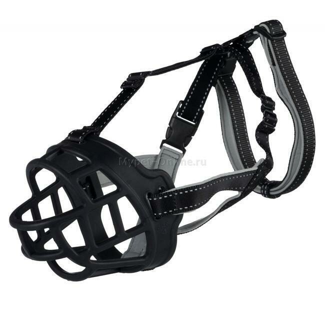 Намордник Muzzle Flex, резина, L (31 см, длина лобного ремня до 26 см), чёрный, Trixie