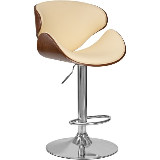 Стул барный Dobrin KARTER (коричневое дерево, кремовый)