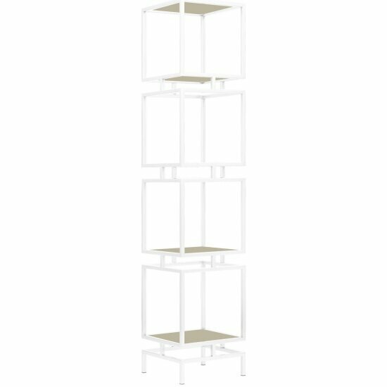 Стеллаж Greenween CUBIC-4, белый, ЛДСП Серый камень, 1965x400x400