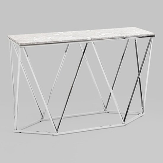 Консоль Stool Group Авалон 122*41, серый мрамор, сталь серебро