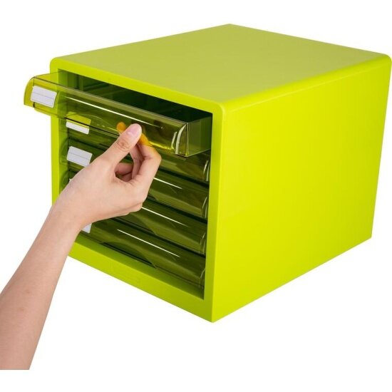 Бокс с выдвижными лотками Deli E9777G, 5 выдвижн лотков зеленый