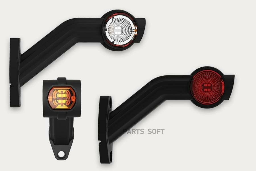 Фонарь габаритный led 3-х цветный правый на длинной резиновой ножке с проводом 05м – работа в диапазоне 12в- 30в