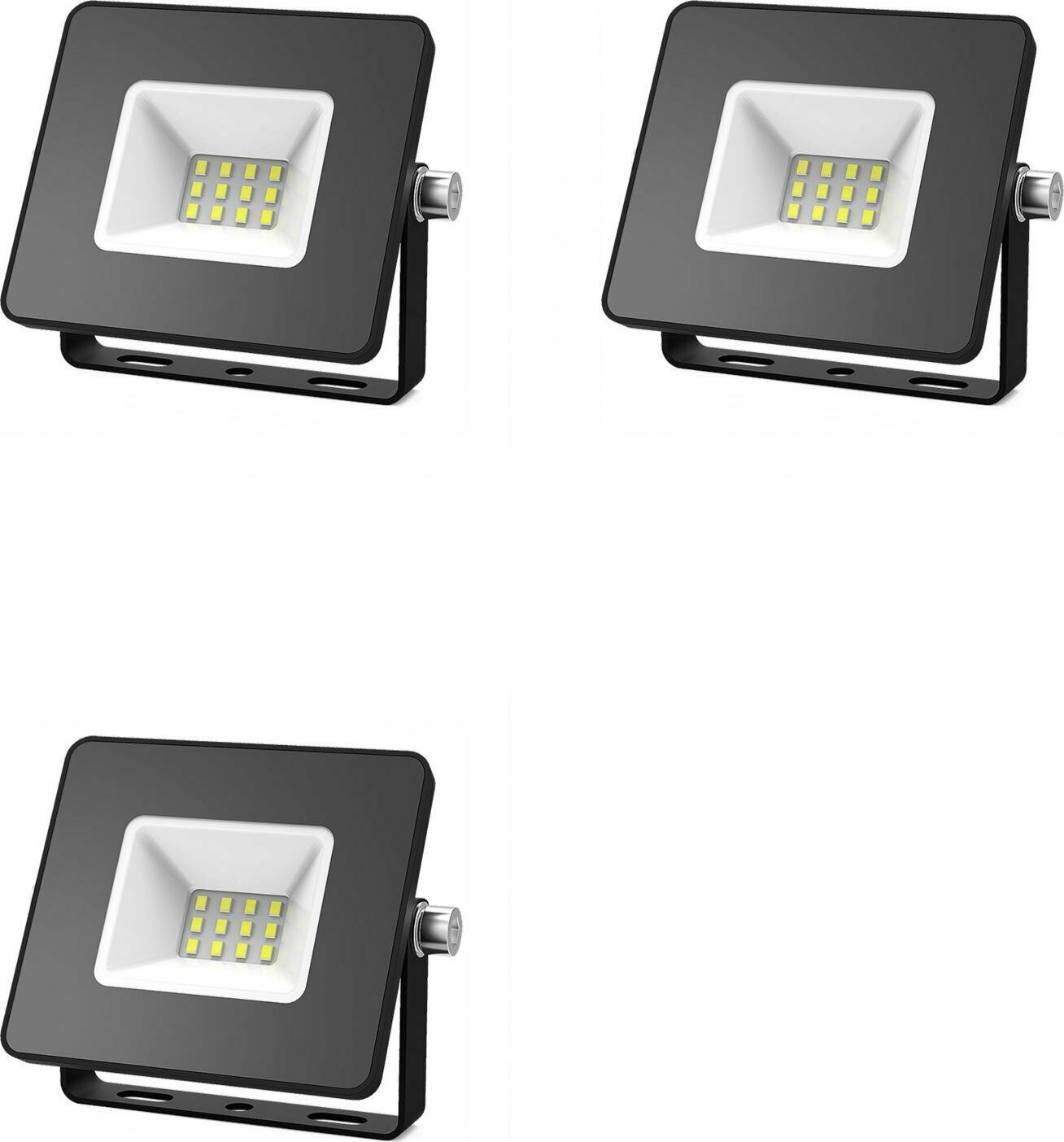 Прожектор Gauss Elementary 10W 6500К 780Лм светодиодный IP65 черный (комплект из 3 шт)