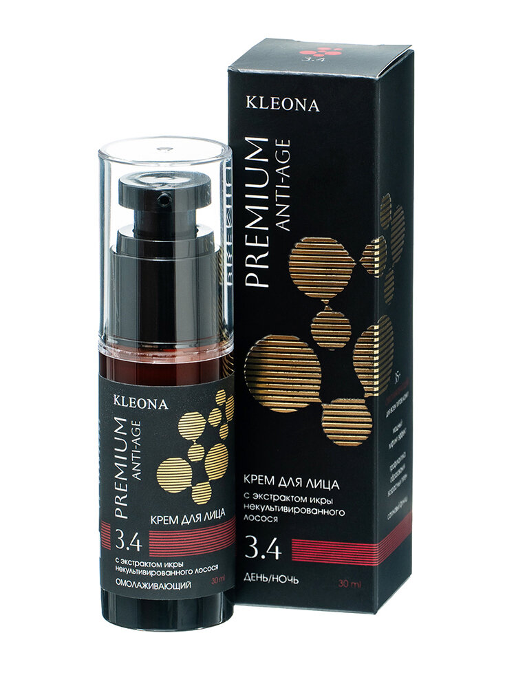 Крем омолаживающий для лица с икрой лосося, 30 мл, Kleona