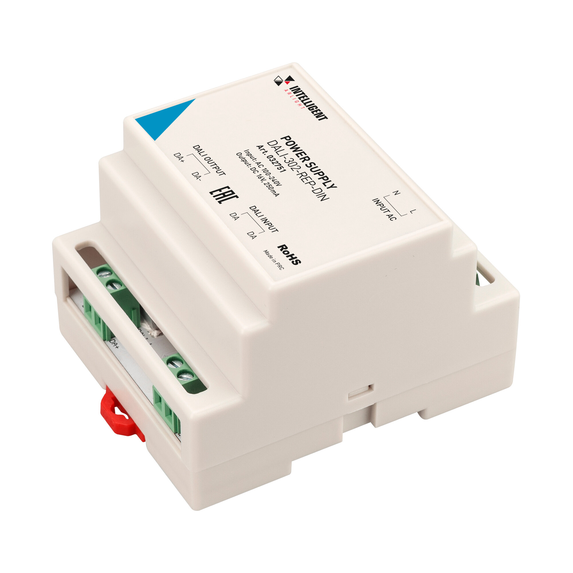 032751 INTELLIGENT ARLIGHT Блок питания шины DALI-302-REP-DIN (230V, 250mA) (INTELLIGENT ARLIGHT, IP20 Пластик)