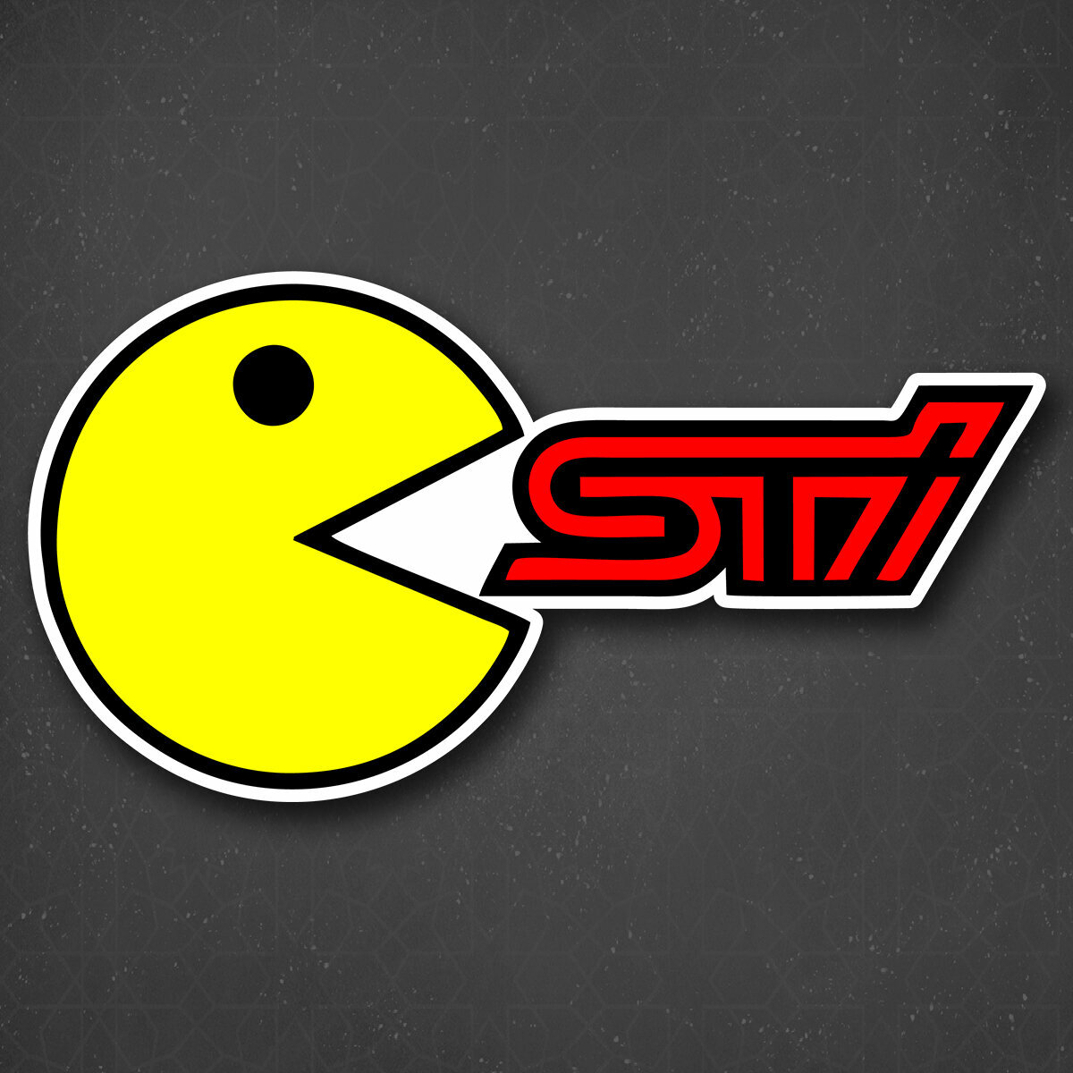 Наклейка на авто "STI Pacman - Пакман" 24x12 см
