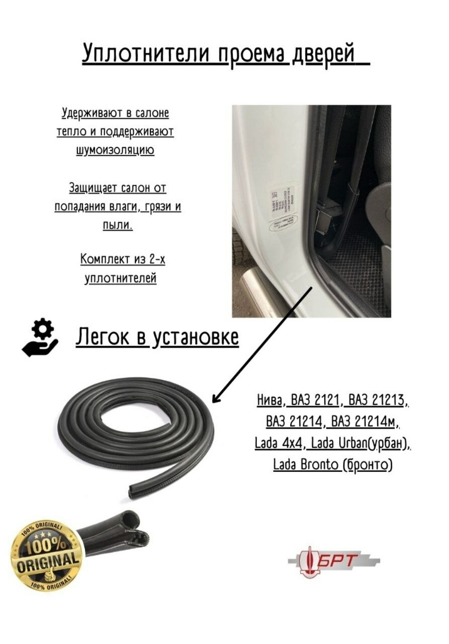 Уплотнитель дверного проема Нива Урбан 21213 21214 2121 2-шт