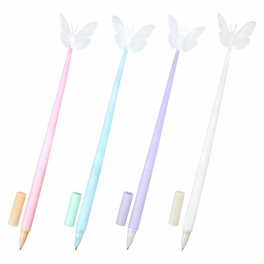 Ручка фигурная шариковая юнландия "Бабочка", силиконовый корпус, ассорти, синяя, пишущий узел 0,7 мм, 143795, 1 шт