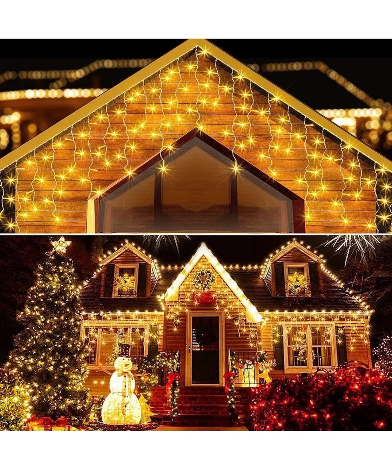 Электрогирлянда уличная бахрома 20 метров, теплый белый